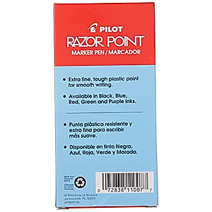 PILOT Razor Point Fine Line Marker Stick Pens, Ultra-Fine Point (0.3mm) Red Ink, 12 Units (11007)