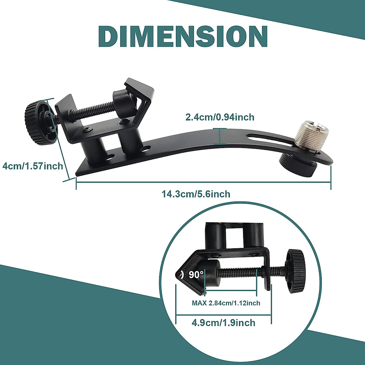 Boseen Drum Microphone Shockproof Clip Rim Mount Holder Metal Universal Tom Mic Set Clamp Adjustable(Pack of 3)