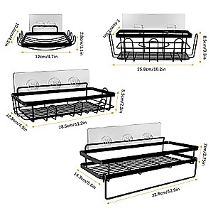 FYLEIRF 4 Pack Shower Caddy,Shower Organizer,Shower Shelf For Inside Shower,No Drilling Space Saver With Wall Mounting Design,Black