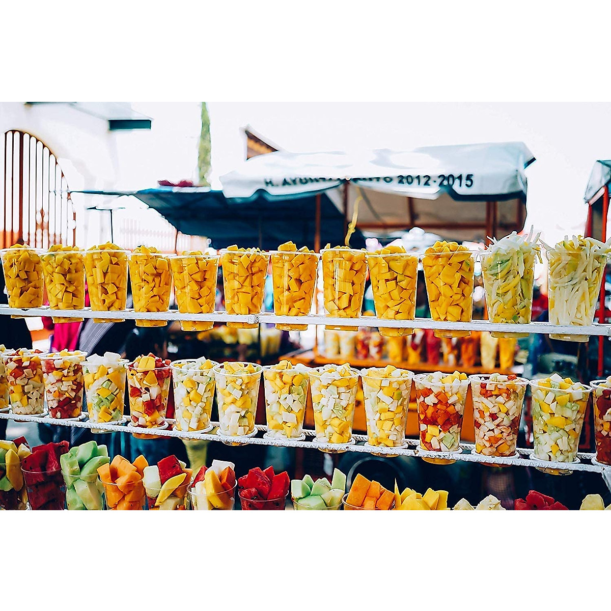 TashiBox Plastic Cups with Flat Lids 100 Sets 16 oz , Clear Crystal drink cups with lids