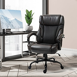 Vinsetto 484LBS Big and Tall Ergonomic Executive Office Chair with Wide Seat, High Back Adjustable Computer Task Chair Swivel PU Leather, Brown