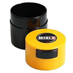 Minivac - 10g to 30 grams Vacuum Sealed Container - Yellow Cap & Black Body