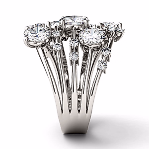 14K White Gold Moissanite by Charles & Colvard Fashion Galaxy Ring- size 7 3.15cttw DEW