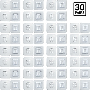 IFAMIO 30 Pack Double Sided Adhesive Wall Hooks Self-Adhesive Nail Free No Damage Multi-Purpose Hooks Clear Picture Hanging Sticky Wall Hooks for Bathroom Kitchen Office Hanging