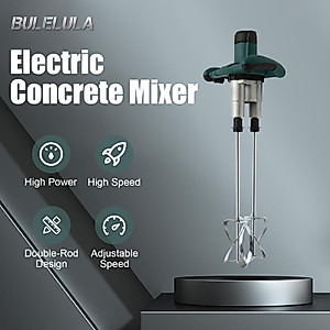 2800W Handheld Electric Concrete Mixer, Cement Mixer Dual Paddle, Portable Mortar Mixer with 6 Adjustable Speed, Electric Concrete Plaster Grout Paint Mortar Mixer Machine