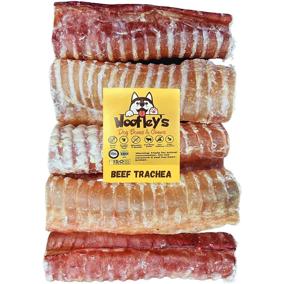 Woofley's Beef Trachea - (6 Inch 20 Pack) - Trachea Treats for Dogs - Natural Source of Glucosamine and Chondrotin for Joint Health - 100% Natural Beef Windpipe for Dogs