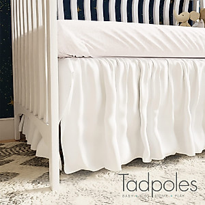 Tadpoles Dust Ruffle Crib Skirt | 28" x 52" with a 14" Drop | Made of 100% Softly Brushed Microfiber Polyester | Easy to Care for | Soft, Smooth, Breathable & Durable | Ideal for Babies | White