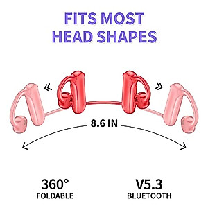 Bone Conduction Bluetooth Headphones, Open-Ear Wireless Headphones with Microphone, Sports Headset Power Display TF Card Slot Sweatproof Earphones for Outdoor, Running, Cycling, Driving, Gym-Red