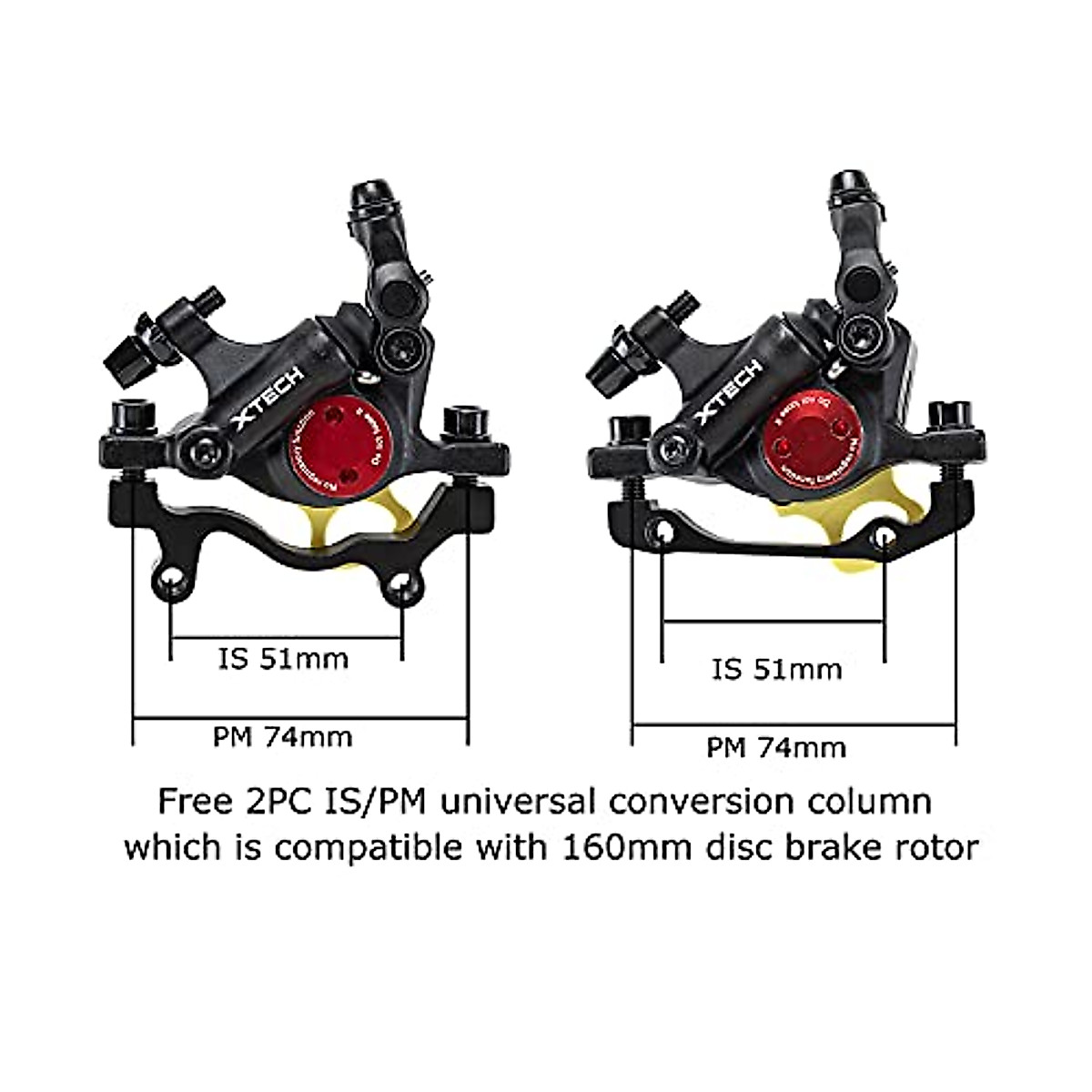 BUCKLOS Zoom HB-100 MTB Line Pulling Hydraulic Disc Brake Calipers Front + Rear, Aluminum Alloy Mountain Bike Hydraulic Disc Brakes with is/PM Universal Caliper Adapter for XC Trail, Fat Bike…
