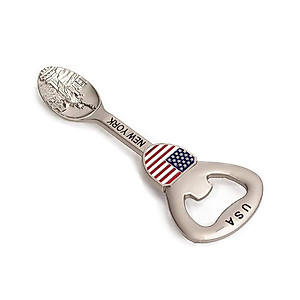 SHFICDJ Travel souvenirs Soup spoon shape Bottle Opener,USA New York Zinc alloy Beer Bottle Openers,Creative kitchen supplies gift bottle opener.