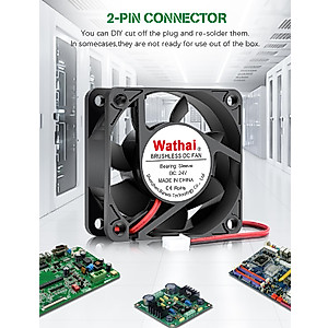 Wathai 60mm x 25mm 24V Case Fan 2Pin DC Brushless for DIY Exhaust Cooling Project