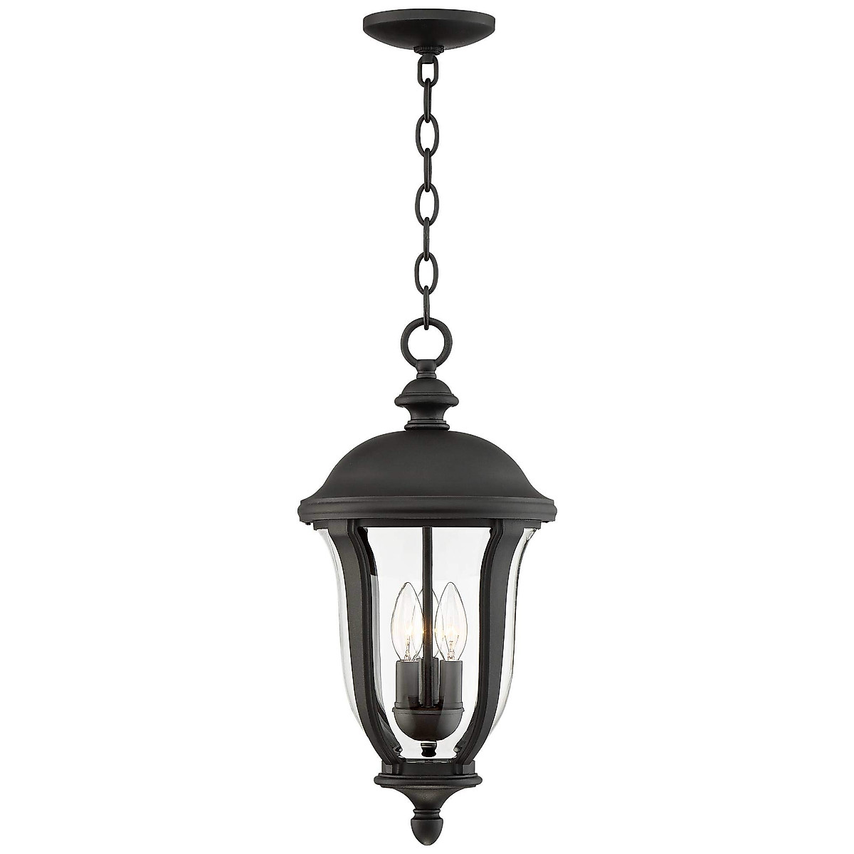 John Timberland Park Sienna Traditional Outdoor Ceiling Light Fixture Hanging Black 20" Clear Glass Decor for Exterior House Porch Patio Outside Deck Garage Front Door Garden Home Roof Gazebo