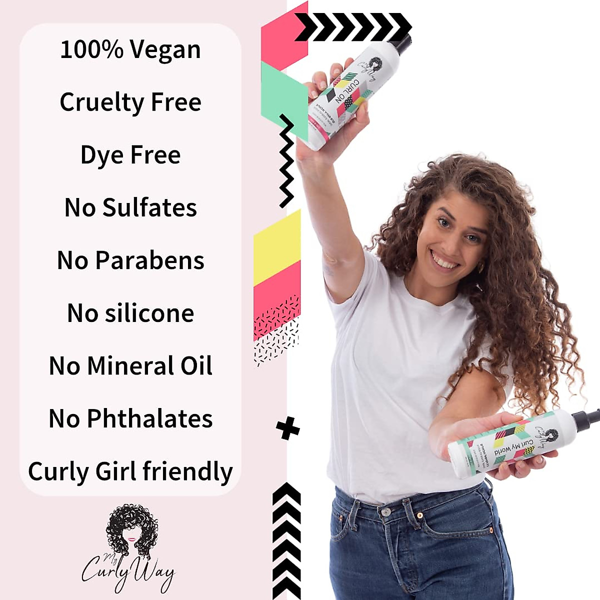 My Curly Way Leave In Conditioner for Curly Hair, Packed with Fruit and Flower Extracts - 10 Oz. Curl On Light Moisturizer Cream for Curls, Waves and Coils 100% Vegan!