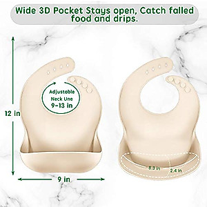 Silicone Bibs for Babies &Toddler, Waterproof PBA-Free Easy Clean Feeding Bibs (6-72months)