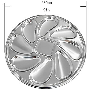BLLNDX Oyster Tray 9inch/23cm Stainless Steel Oyster Shell Shaped Kitchen Oyster Dinner Plate Serving Seafood Server Plate Clam Oyster Serving Grilling Pan