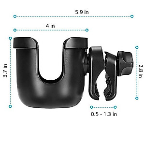 Accmor Universal Stroller Cup Holder, Bike Cup Holder, Large Caliber Designed Cup Holder for Bottle with Handle, Cup Holder for Stroller, Bike, Wheelchair, Walker