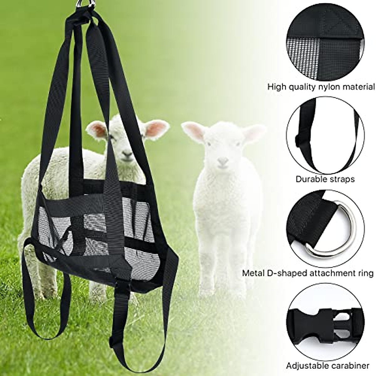 Calf Sling for Weighing Small Animals Calf Hanging Weight Scale Sling with Adjustment Strap Livestock Sling with Livestock Collar Hang Scale for Weighing Calve Lamb Goat Alpacas Newborn Livestock Dog