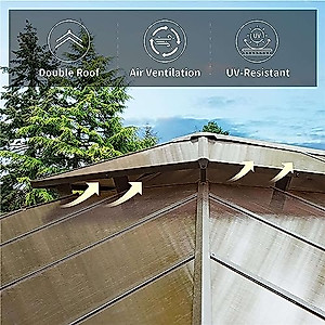 10'x12' Hardtop Gazebo, Outdoor Gazebo Outdoor Canopies and Gazebos with Double Roof, for Garden, Patio, Lawns, Deck, Backyard