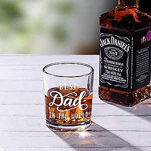 Modwnfy Dad Gift Whiskey Glass, Best Dad In The World Old-Fashioned Glass, Father’s Day Gift Scotch Glass for Dad New Dad Grandpa Brother Husband Friend, Cute Dad Gifts for Birthday Christmas, 10Oz