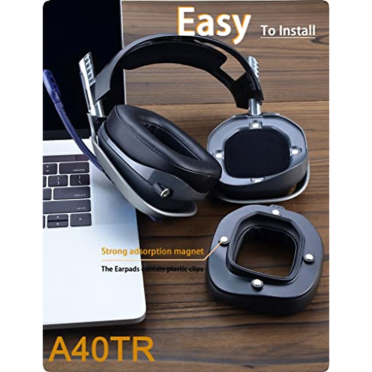 A40 TR Mod Kit – defean Replacement Earpads and Headband Compatible with Astro Gaming A40 TR Headset,Ear Cushions, Upgrade High-Density Noise Cancelling Foam, Added Thickness (Black Protein)