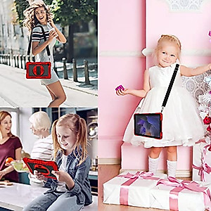 Tablet PC Case Shockproof Durable Protective Cover Durable 360 Degree Rotating Bracket Case Compatible with Samsung Galaxy Tab A8 10.5-Inch 2021 (SM-X200/X205/X207) Protective Cover (Color : Red+Blac