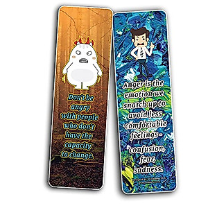 Creanoso Anger Management Quotes Bookmarks (2-Sets X 6 Cards) – Daily Inspirational Card Set – Interesting Book Page Clippers – Great Gifts for Adults and Professionals