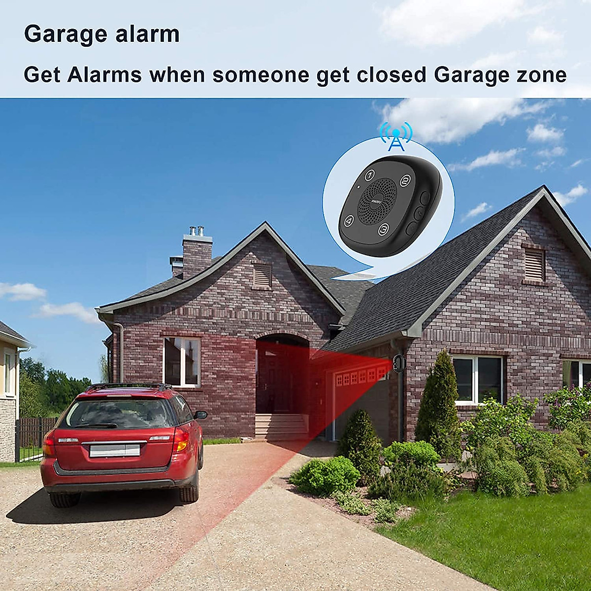 Driveway Alarm, Outdoor Waterproof Motion Sensor, Wireless Driveway Alarm System, 2 PIR Motion Detectors & 1 Receiver, Expandable House Alarm Systems for Home & Property