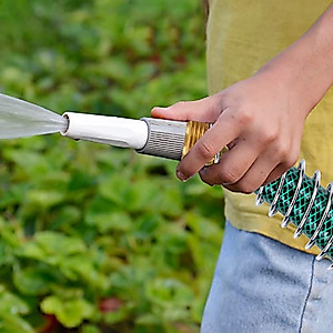 CABAX Garden Hose Kink Protector Coiled Spring Protector with Solid Brass Faucet Hoses Coupling Adapter Extension