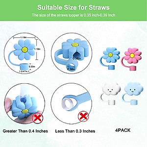 Kynup Straw(4Pack), Straw Topper Cover(4Pack) for Stanely 40 oz Tumbler, Reusable Straw Tritan Material, Straw Cover Cap Silicone Material with Cleaning Brush