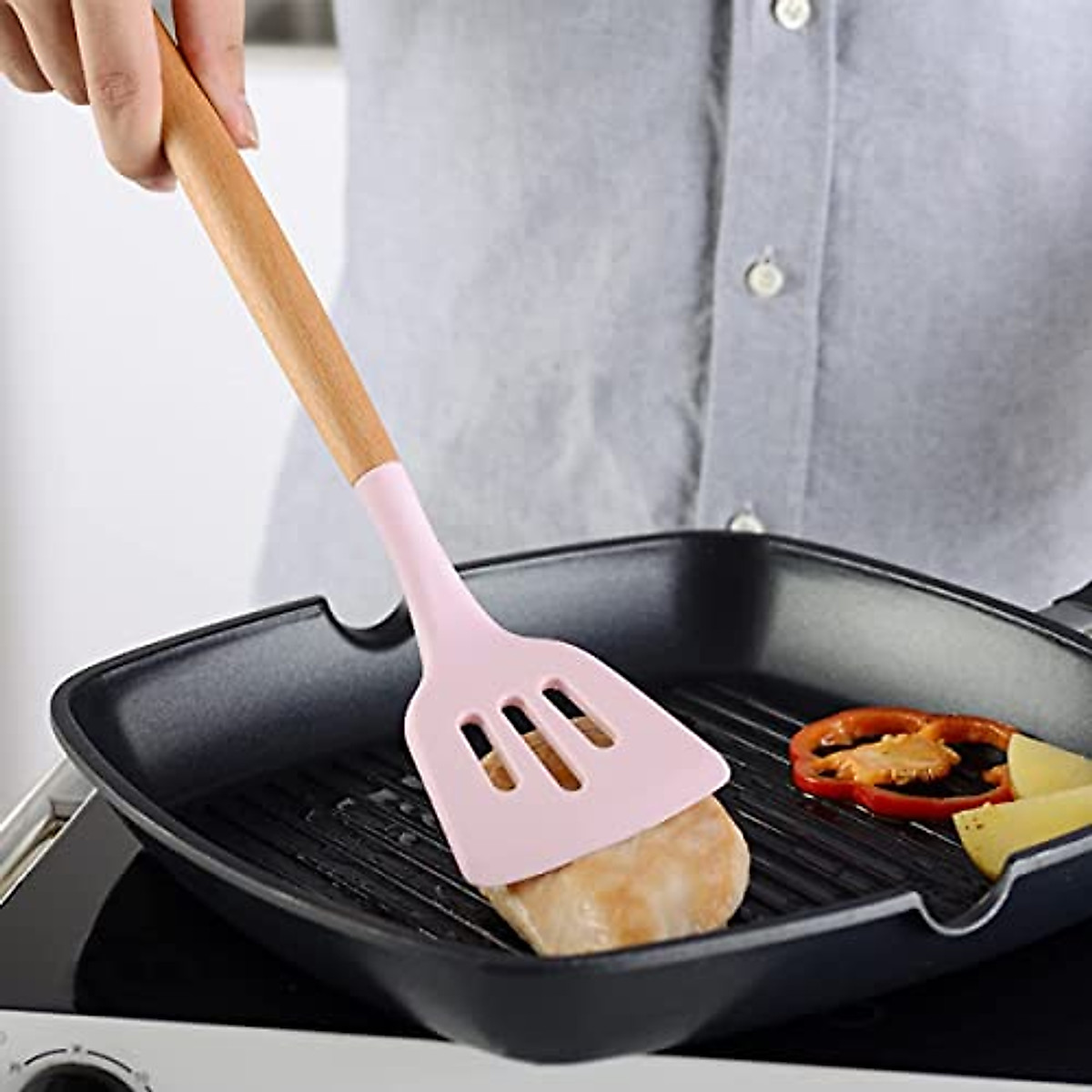 Keidason Silicone Cooking Utensils Set, 12-piece Kitchen Utensil Set Non-stick Cookware Is Heat-resistant, BPA-free, Cooking Tools, Stirring Kitchen Tool Set (Pink)