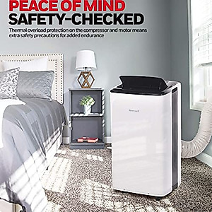 Honeywell 8,000 BTU Smart WiFi Portable Air Conditioner For Bedroom, Office, Living Room, Kitchen, 115V, Cools Up to 350 Sq. Ft. with Dehumidifier, Remote Control and Alexa Voice Control, White