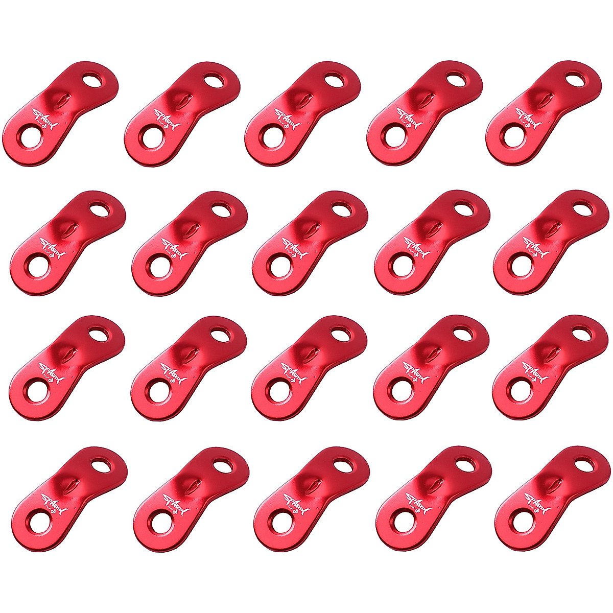 SPARIK ENJOY (TM 20 pcs Ultralight Aluminum Guyline Cord Adjuster Hole Big for Tent Pegs Camping Hiking Backpacking Outdoor Activity Come with Pouch (Red)
