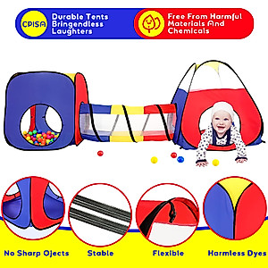 3 in 1 Kids Play Tent with Play Tunnels and Ball Pit, Pop Up Toddler Tent for Kids, Kids Toys for Boys and Girls Babies Children Indoor and Outdoor Playhouse, Gift Idea (Balls NOT Included)