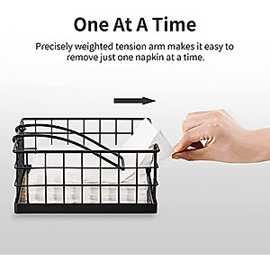 Honiter Napkin Holder, Farmhouse Flat Napkin Holder with Weighted Arm, Wooden Napkin Holders for Paper Napkins, Square Napkin Dispenser for Countertop, Cocktail Napkin Holder for Kitchen, Dining Room