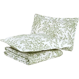 Laura Ashley - Queen Quilt Set, Reversible Cotton Bedding with Matching Shams, Lightweight Home Decor for All Seasons (Bedford Green/Off-White, Queen)