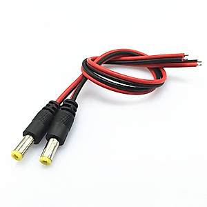 SDTC Tech 3 Sets 5.5 x 2.5 MM 10A DC Power Jack Socket Threaded Female Mount Connector Adapter & 12V Male DC Power Pigtail Cable with Dustproof Plug