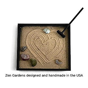 Tumbled Gemstones Handmade Zen Garden Kit for Desk Accessories Zen Office Decor Relaxing Gifts for Coworkers Mini Zen Garden with Polished Natural Stones
