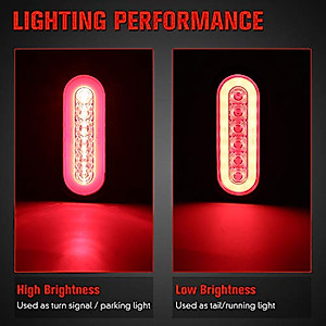 Aaiwa 6" Oval Red LED Trailer Tail Lights 4PCS, Turn Stop Brake Trailer Lights for Pickup RV Truck, with Surface Mount Grommet