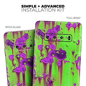 DesignSkinz Lime Green Metal with Hot Purple Rust Protective Vinyl Decal Wrap Skin Cover Compatible with The Samsung Galaxy S20 (Screen Trim & Back Glass Skin)
