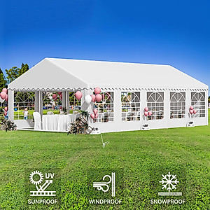 YITAHOME 16x32FT Party Tent Heavy Duty PVC Wedding Event Shelters White Upgraded Galvanized Ripple Canopy with Large Roof Removable Sidewalls & 3 Storage Bags 600D Oxford Commercial