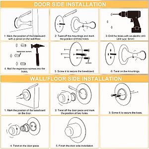 Crosize Magnetic Door Stoppers 2 Pack, Stainless Steel Door Stops for Wall and Floor Mounting, Door Holder Keep Door Open, No Drilling Door Stop with 3D Adhesive Tapes, Black