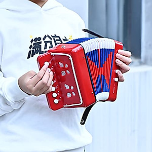 Mini Accordion 10 keys Button Kids Accordian,Musical Instrument,Accordions for Beginners (Red)