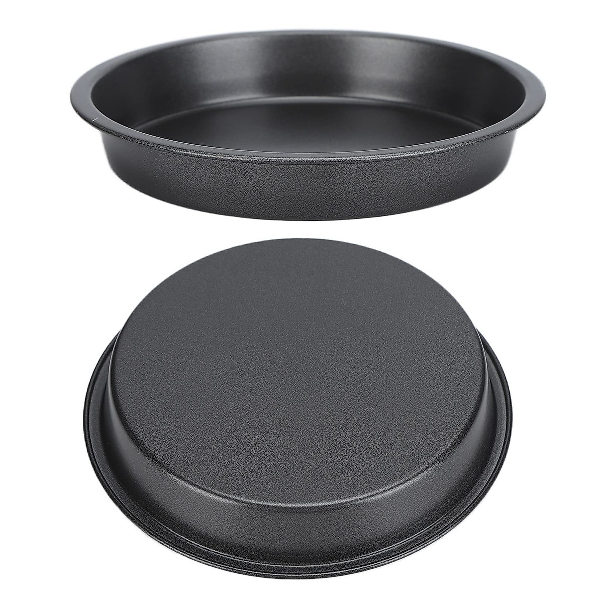 Non Stick Pizza Pan Dish Pizza Pan Kitchenware Baking Pan 2Pcs Deep Thickened Carbon Steel Baking Pan for Kitchen Bakery (9 inches)