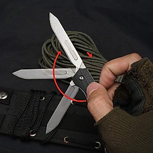 Samior S085 Compact Flipper Scalpel Folding Pocket Knife with 5pcs 440C #60 Replaceable Blade, 3.64" G10 Handle with Liner Lock, Utility EDC Keychain Knives, 1.8oz