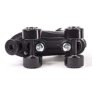 Skate Gear Extra Support Quad Roller Skates for Kids and Adults (Black, Women's 6 / Youth 5 / Men's 5)