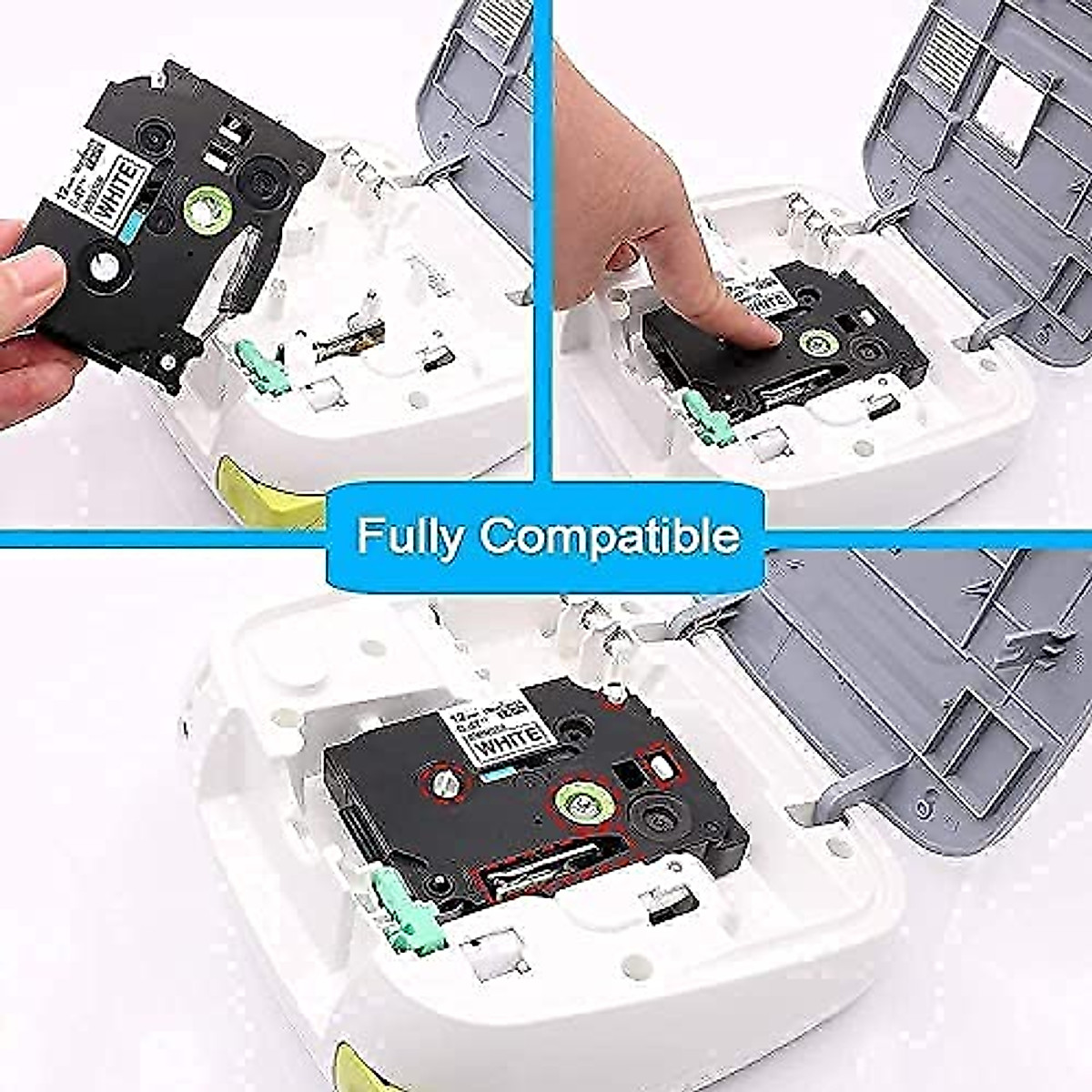 4 Pack White + 4 Pack Clear Compatible with Brother Ptouch 12mm 0.47 Laminated TZ Tape