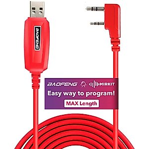 BAOFENG Programming Cable UV-5R/5RA/5R Plus/5RE, UV3R Plus, BF-888S, 5R EX, 5RX3, GA 2S (Cable Lenghth-59 inch, Mirkit Red, This one Works!)