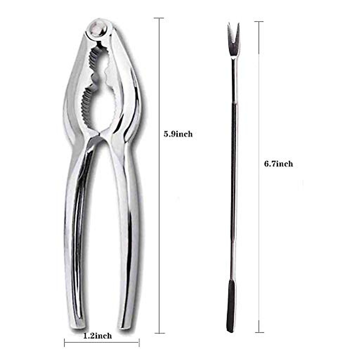 WintMing Lobster Crackers and Picks Seafood Tools Set Stainless Steel Lobster Shellers Crab Leg Crackers Walnut Clip Nut Crackers (NUTCK+PICK)