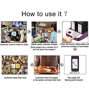 16 Restaurant Pager System Buzzers Wireless Calling Guest Waitin Social Distancing for Restaurant Food Truck Hospital Clinic Church Cafe Shop