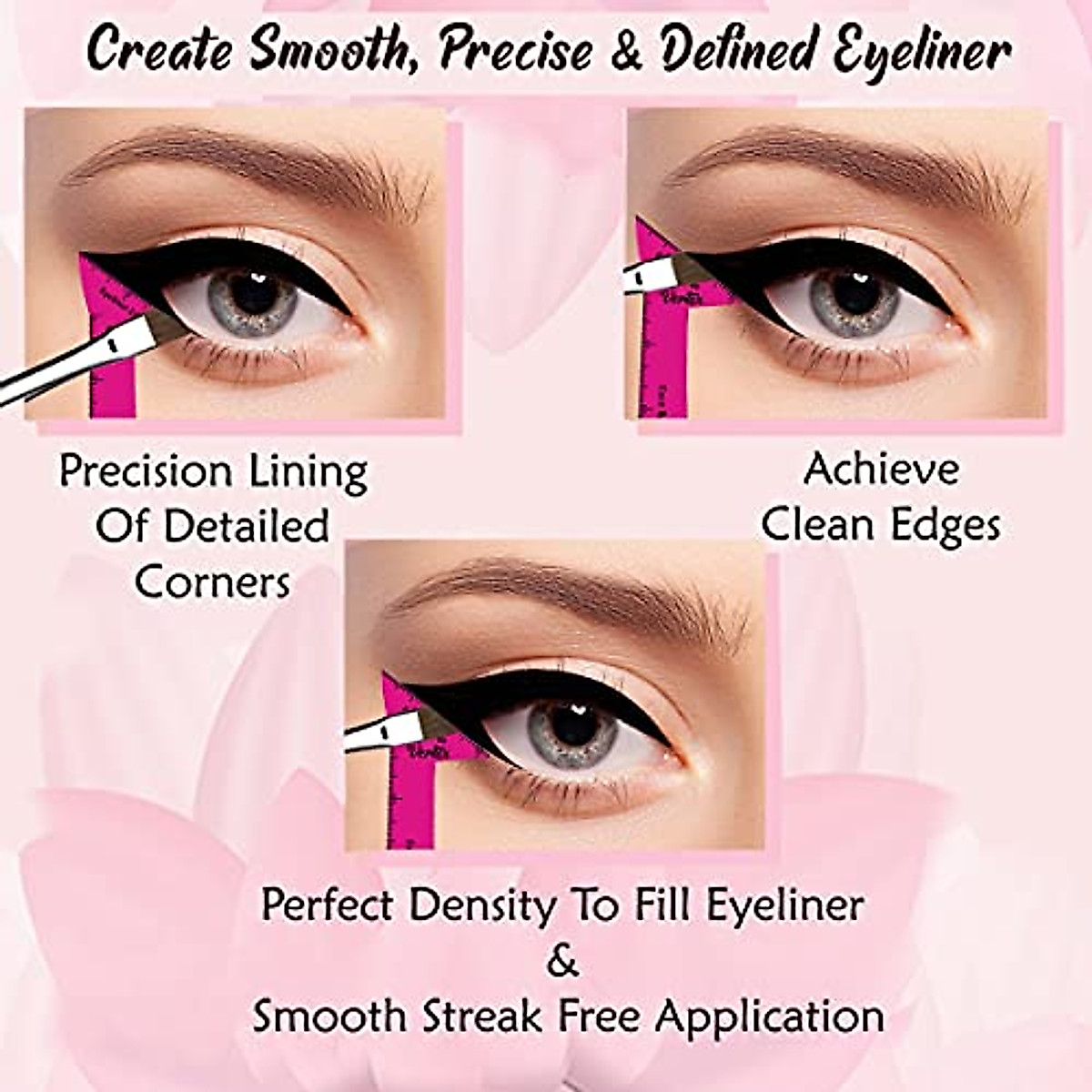 Eyeliner Stencils For Pencil Stamp Liquid Liner Gel Pen Beginners Eye Brush All Waterproof Makeup Wing Tips Eyeshadow Brushes Eyebrow Kit Stencil Sharpener Black Fine Point Angled Small Winged Tip Pot